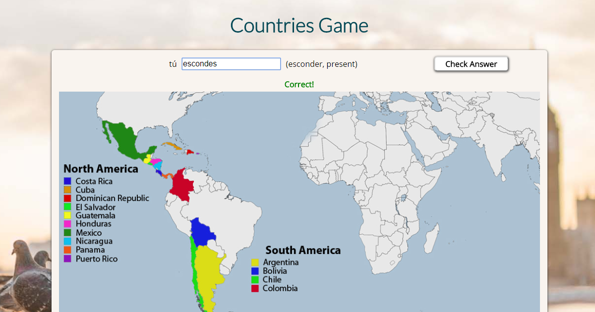 Learning Spanish - Countries Game